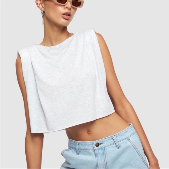 Lioness | Tops | Lioness St Tropez Crop Top White Shoulder Pad Cropped ...